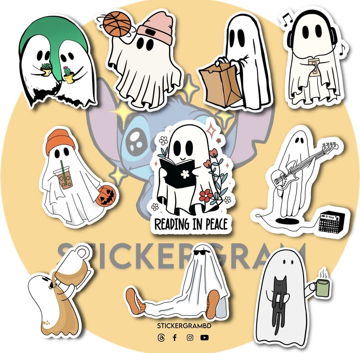 Cute Ghosts Sticker Set – Stickergram BD