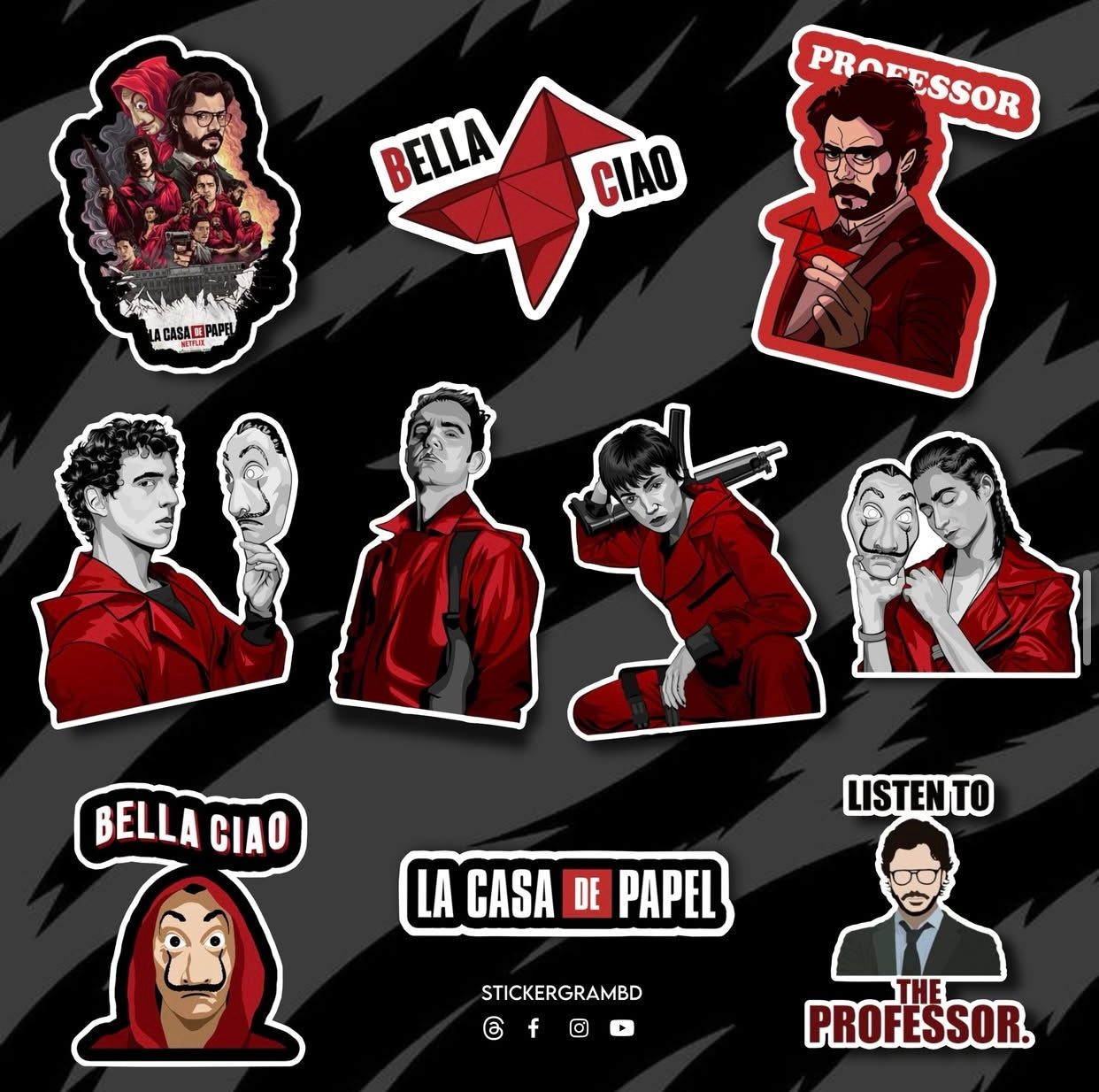 Money Heist Sticker Set – Stickergram BD