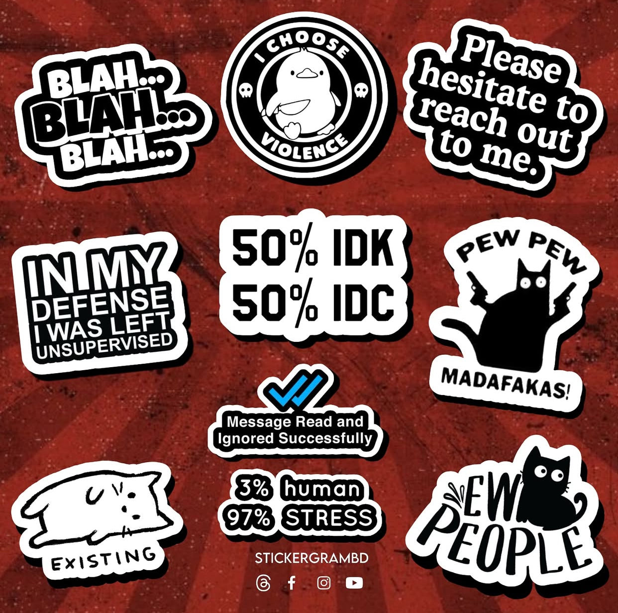 Sarcastic Sticker Set 08 – Stickergram BD