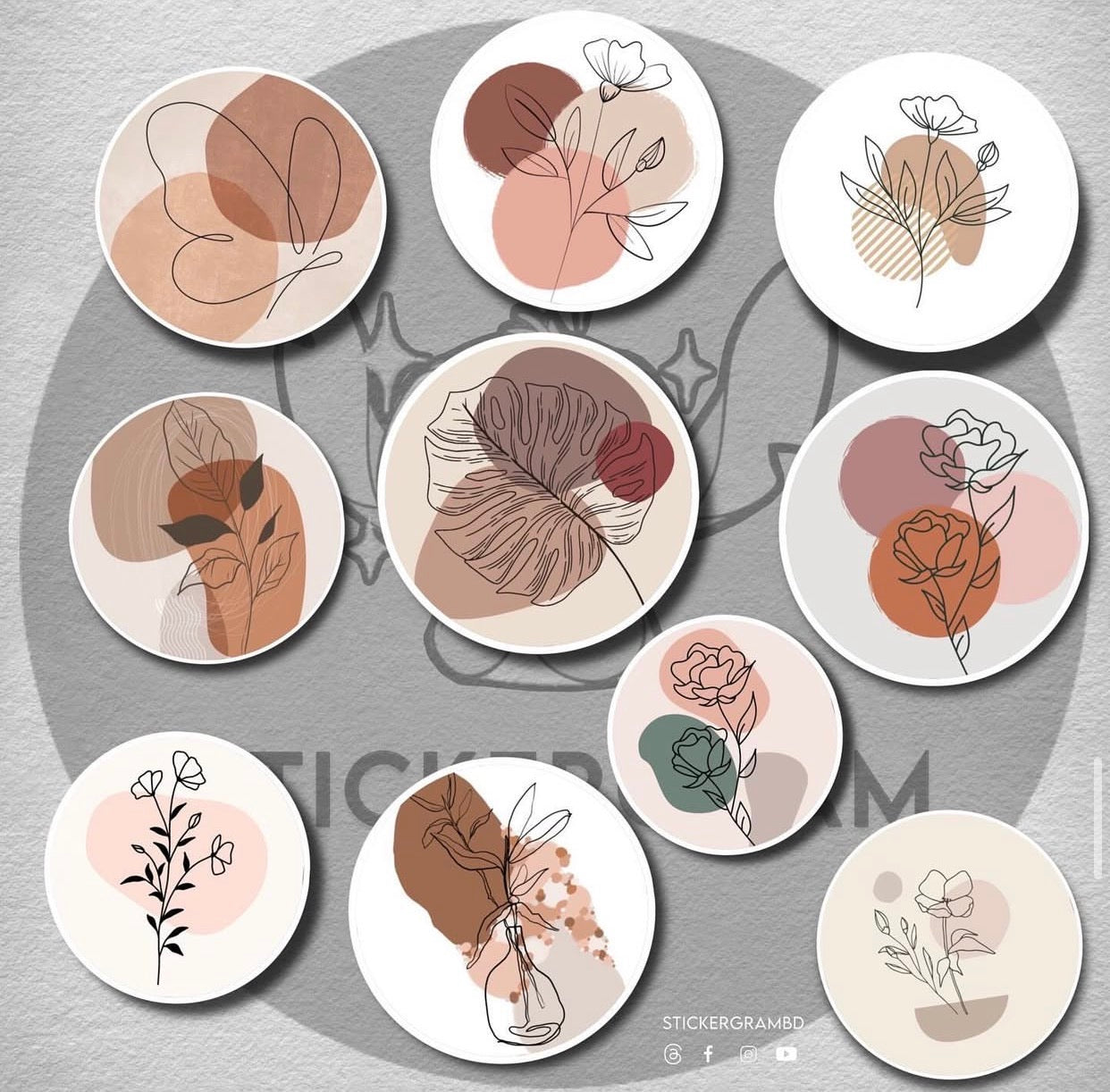 Circle Flower Sticker Set – Stickergram BD